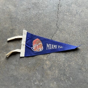 Vintage Miami, FL American Indian Graphic Felt Souvenir Pennant - Etsy