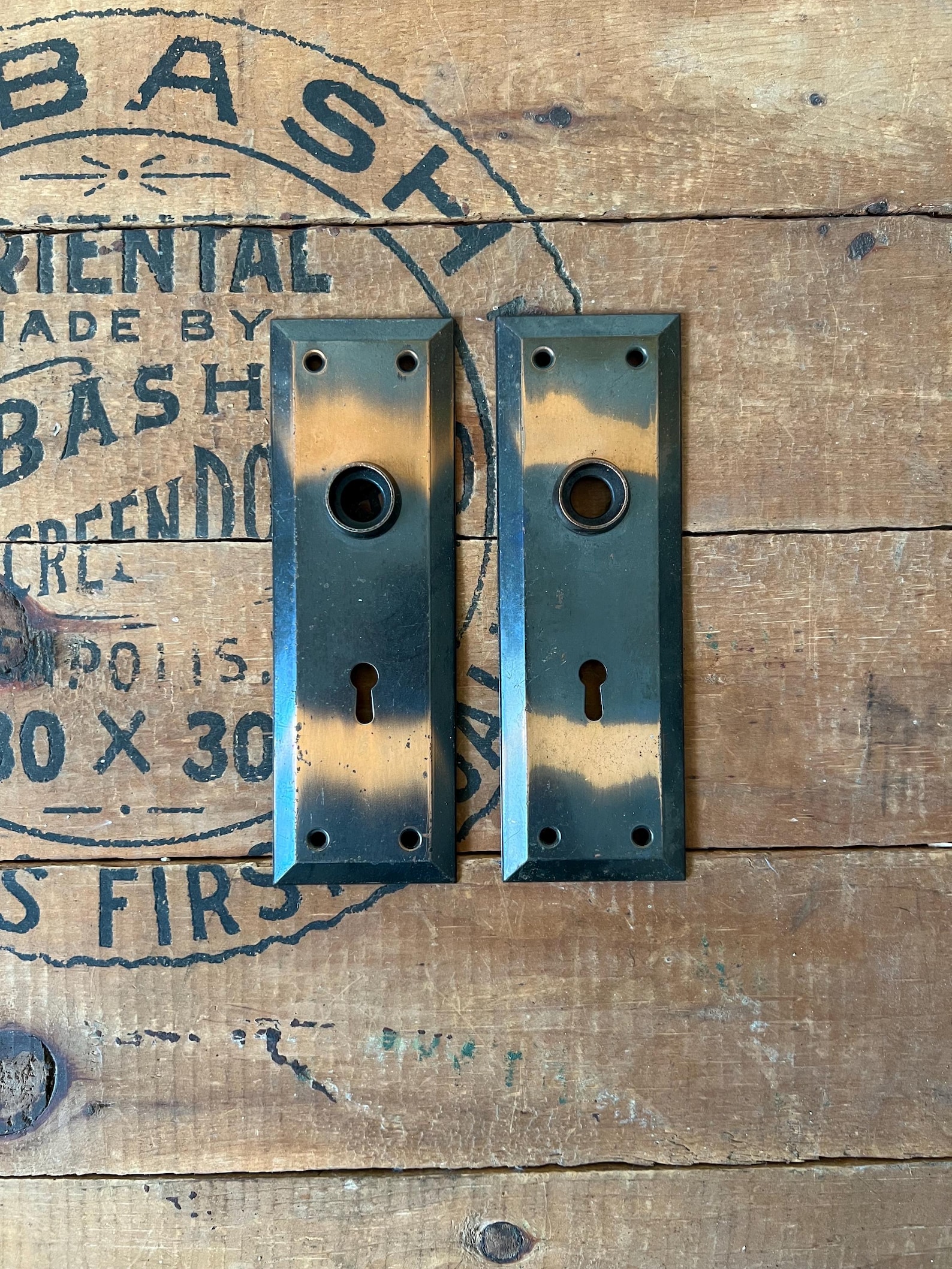 Pair of Antique Flashed Copper Door Plates Pressed Steel - Etsy