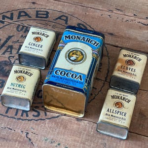 Vintage Lot of 5 Monarch Spice Tins - Etsy
