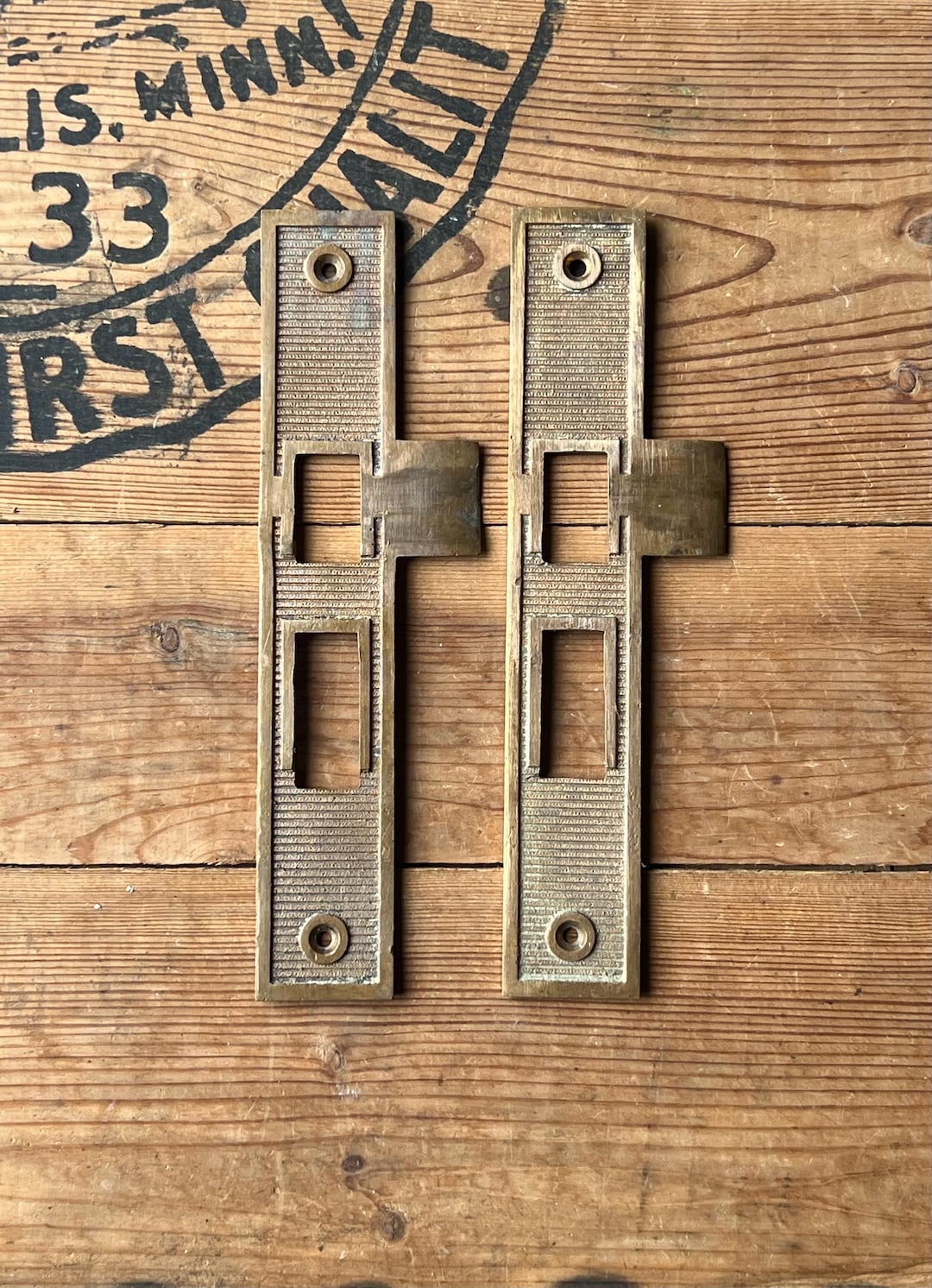Pair of 1890s Hopkins & Dickinson Brass Strike Plates - Etsy