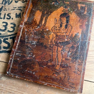 Vintage Pyrography Wood American Indian Scene - Etsy