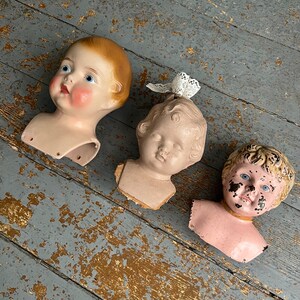 Set of 3 Antique Doll Heads - Etsy