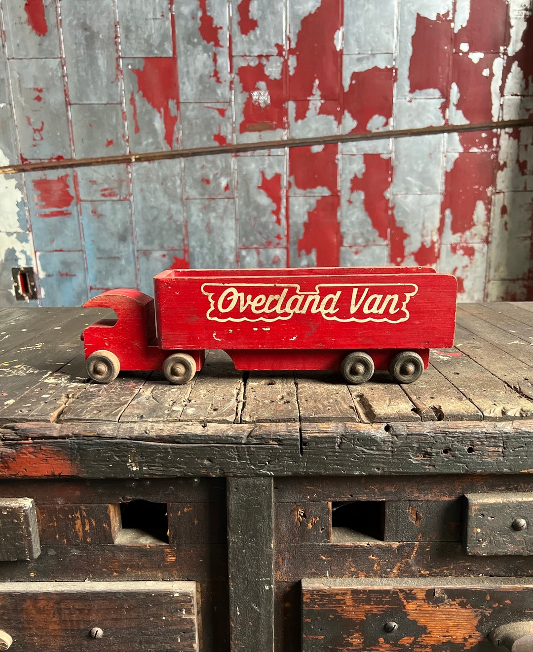 Vintage Wood Overland Van Wood Toy Semi Truck - Etsy