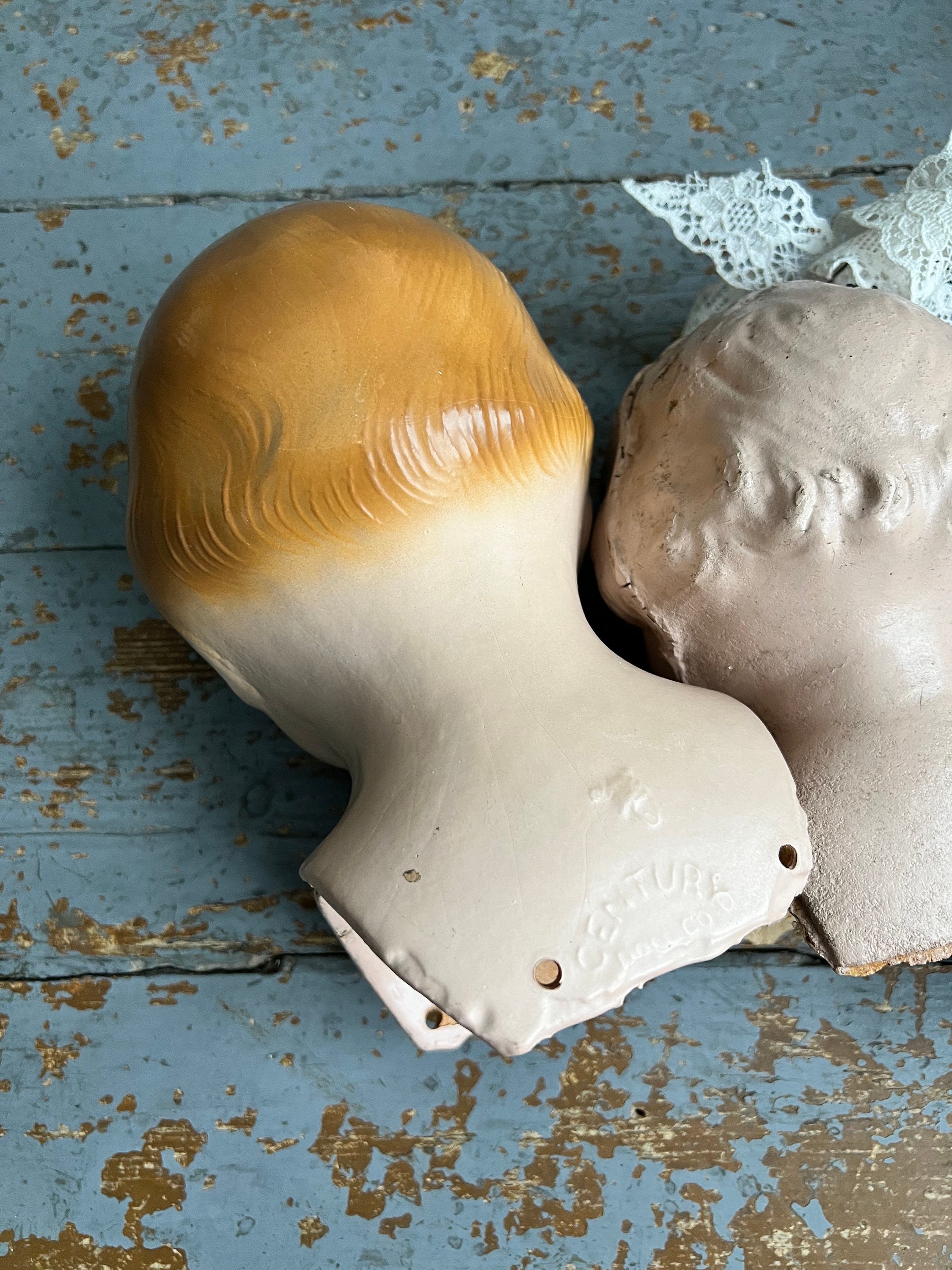 Set of 3 Antique Doll Heads - Etsy