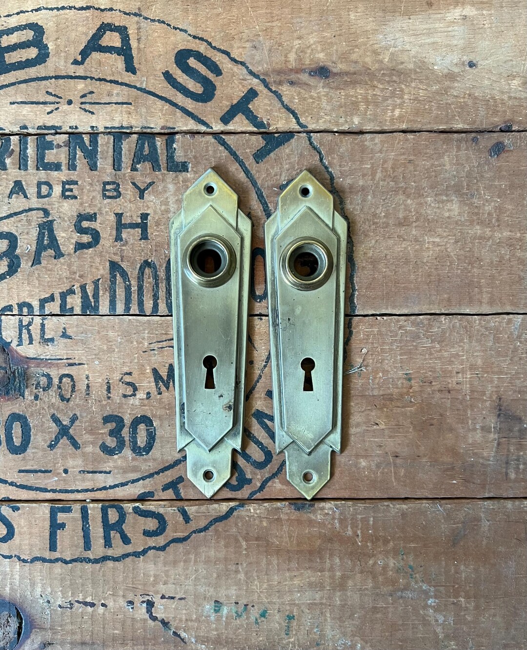 Pair of 1920s Art Deco Pressed Door Plates Salvaged Hardware - Etsy