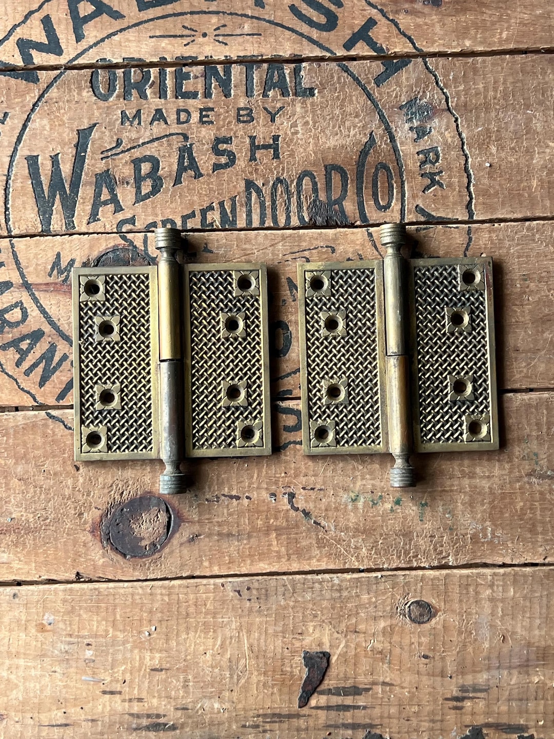 Pair of Brass 4x4 Victorian Eastlake Steeple Tip Right Handed Hinges ...