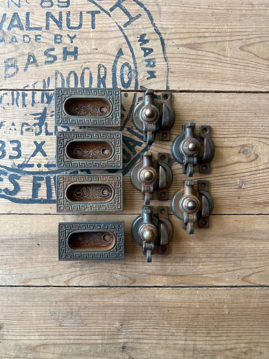 Antique Set of Window Sash Lifts and Locks Salvaged Hardware - Etsy