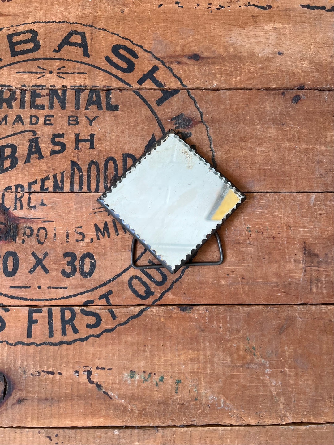 Antique Chip Edge Shaving Mirror - Etsy