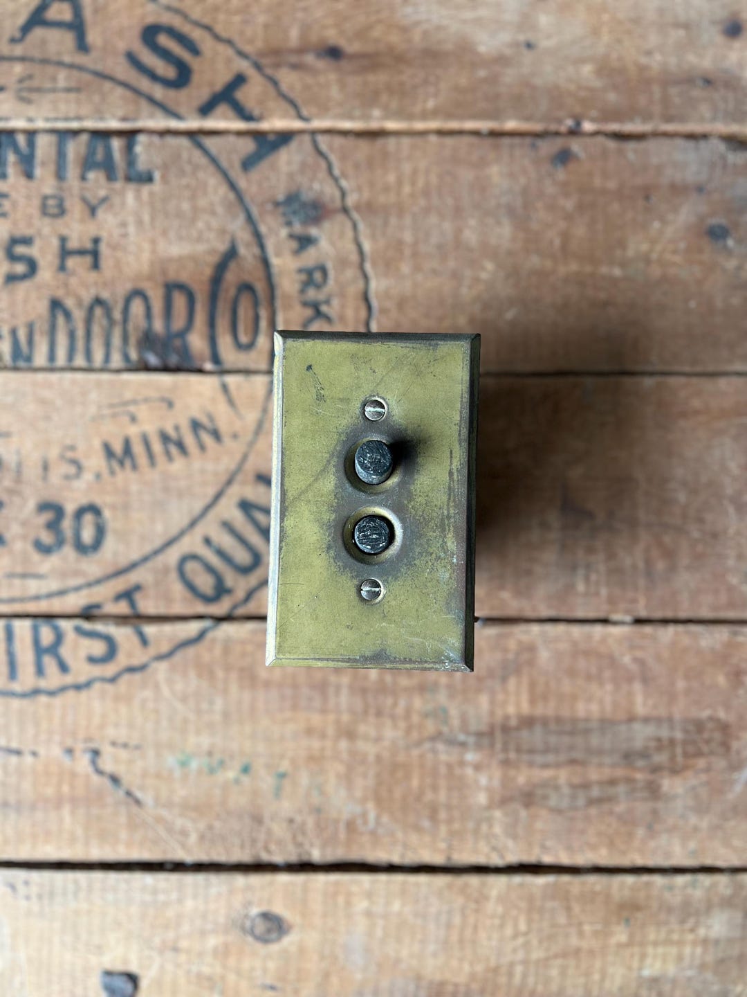 Salvaged Brass Push Button Switch and Plate Cover - Etsy
