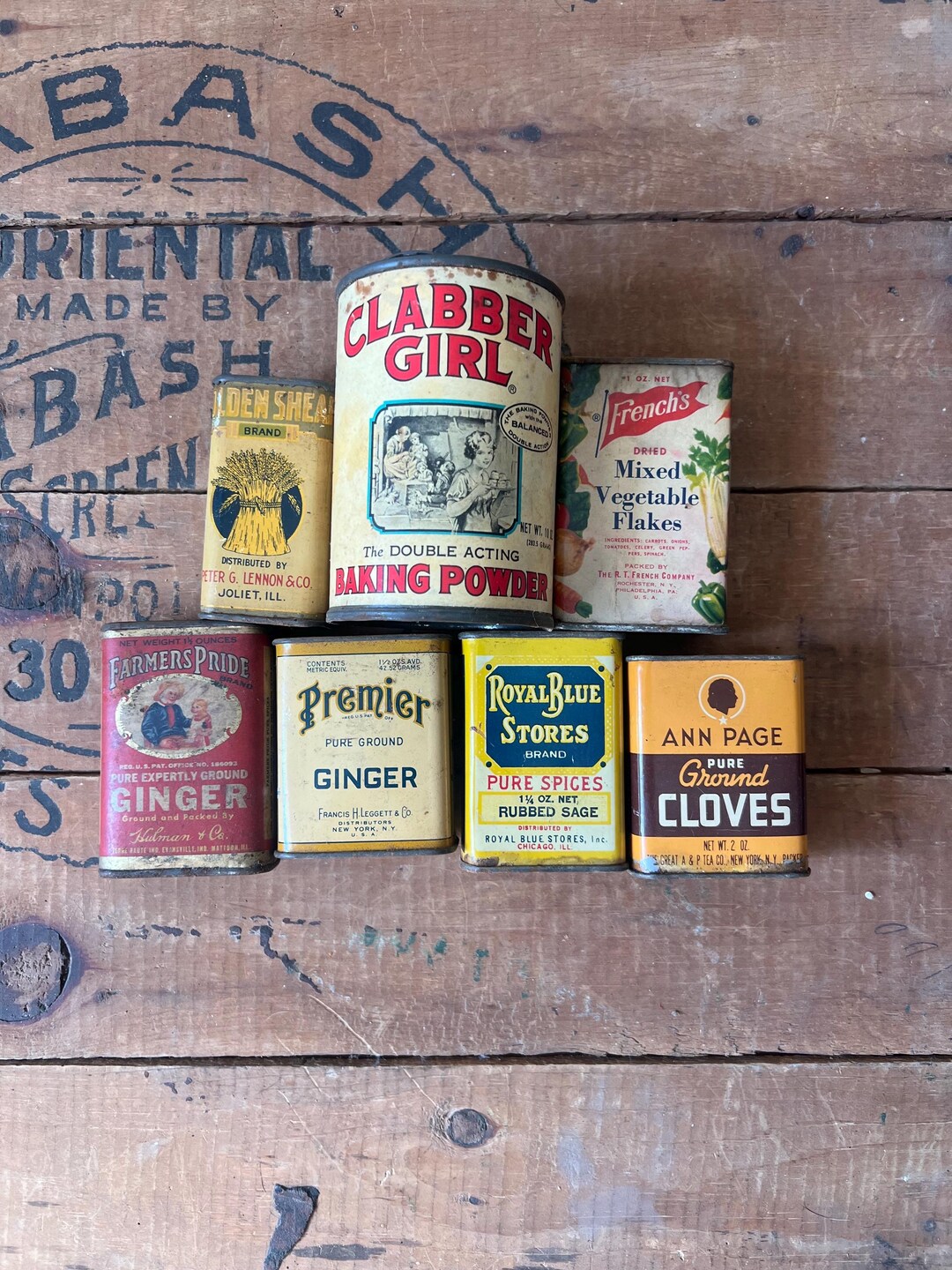 Vintage Kitchen Spice Tins Ann Page Royal Blue Clabber Girl - Etsy