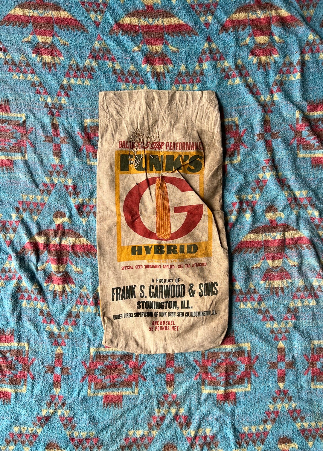 Vintage 1950s Garwood & Sons Funks G Hybrids Seed Sack Stonington, IL ...