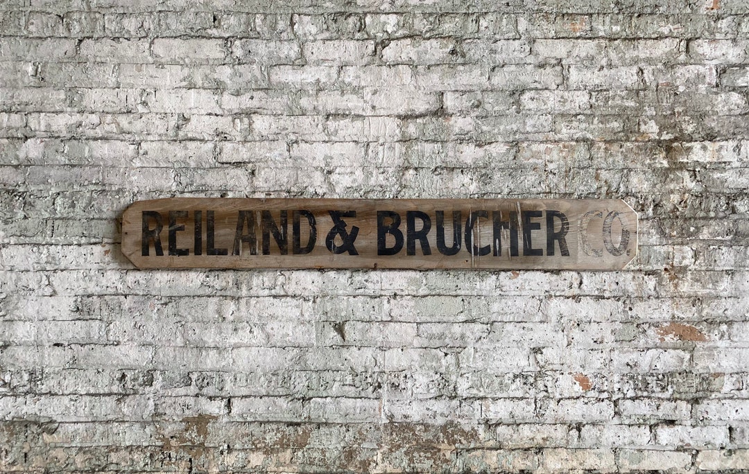 Vintage Reiland & Brucher Co Wood Trade Sign Rustic Decor Minnesota Oil ...