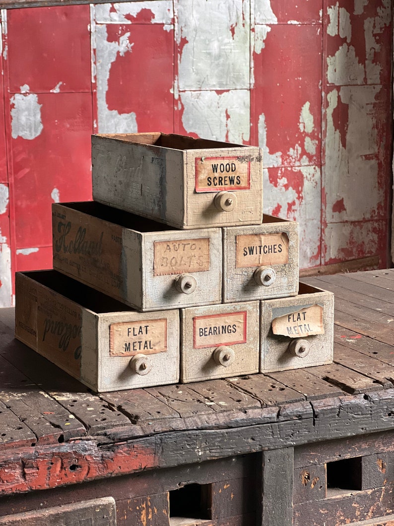 Lot of 6 Repurposed Cheese Box Drawers Rustic Home Storage - Etsy
