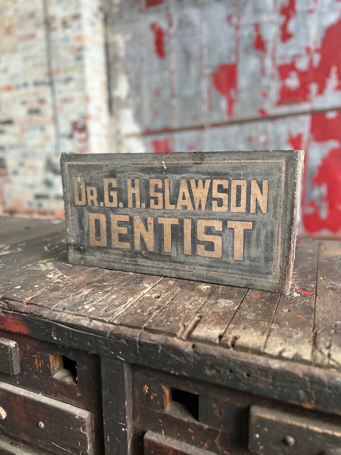 Antique Double-sided Dr. G.H. Slawson Dentist Smaltz Flange Sign - Etsy