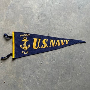 Vintage US Navy Miami, FL Felt Souvenir Pennant - Etsy