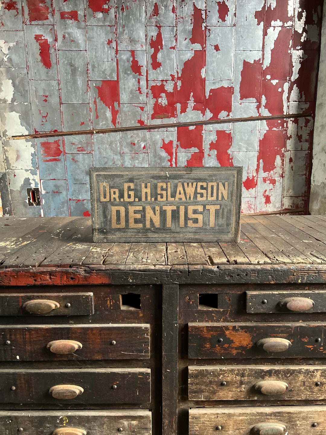 Antique Double-sided Dr. G.H. Slawson Dentist Smaltz Flange Sign - Etsy