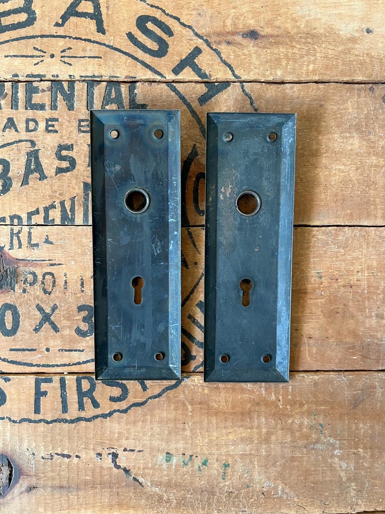 Pair of Antique Flashed Copper Door Plates Pressed Steel - Etsy