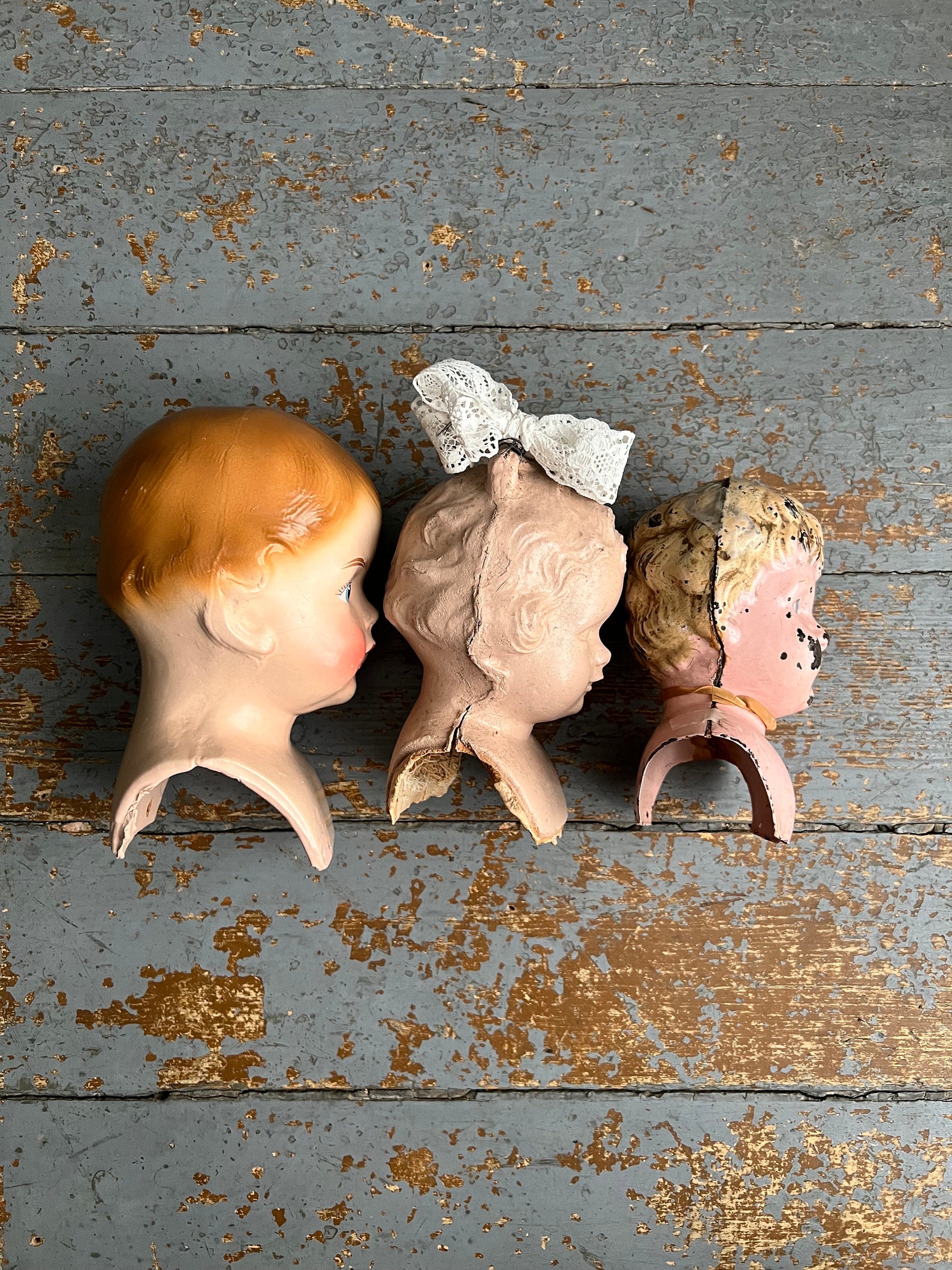 Set of 3 Antique Doll Heads - Etsy