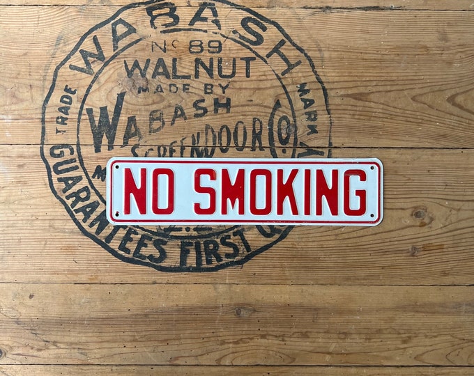 Vintage NOS 'no Smoking' Embossed Metal Sign - Etsy