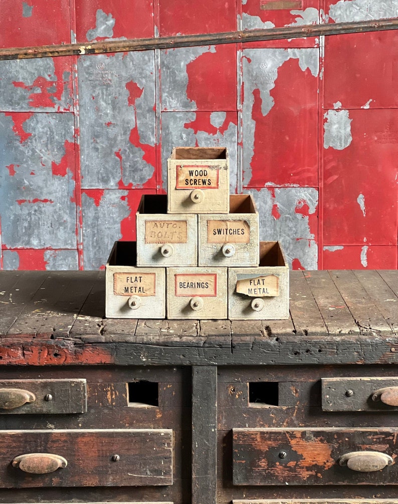 Lot of 6 Repurposed Cheese Box Drawers Rustic Home Storage - Etsy