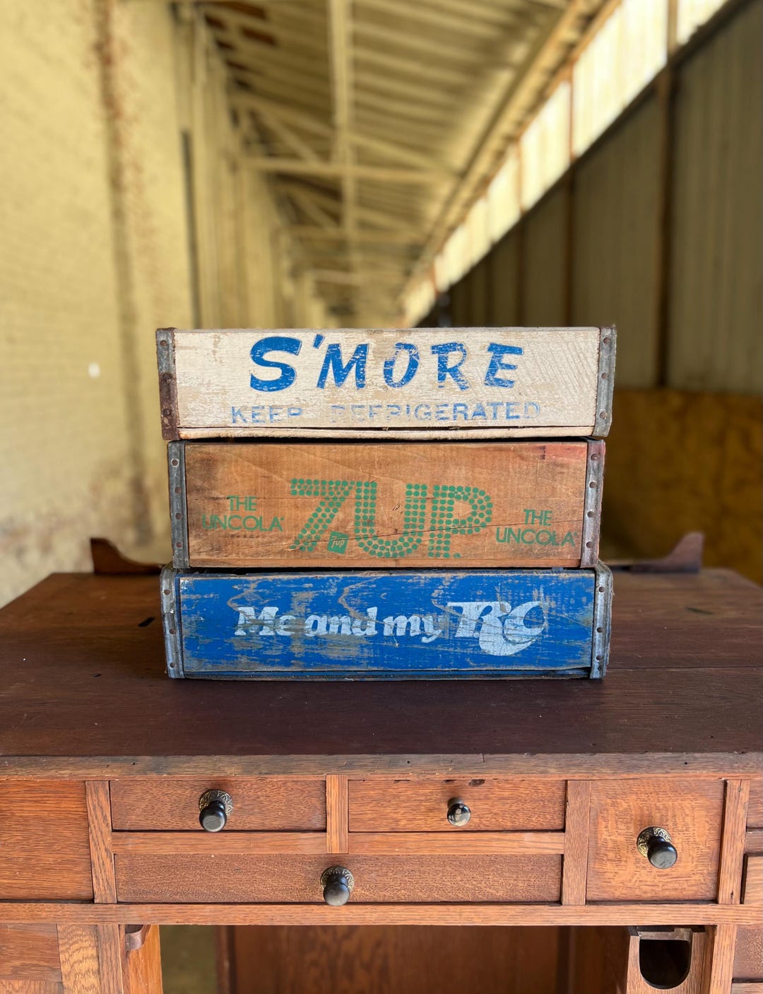 3 Vintage Pop Bottle Crates Royal Crown Cola 7UP Smores - Etsy