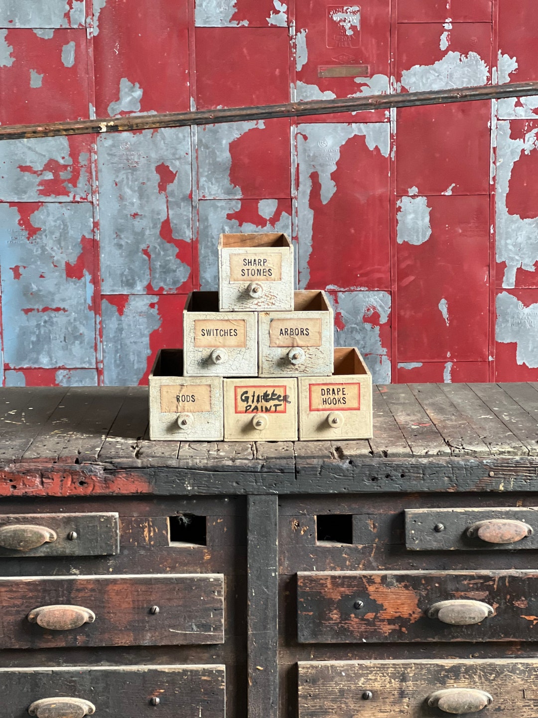 Lot of 6 Repurposed Cheese Box Drawers Rustic Home Storage - Etsy