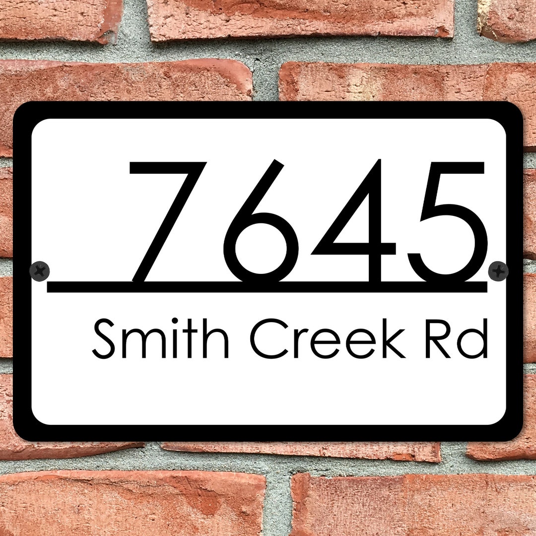 Custom Home Address Sign Contemporary Design Aluminum Metal 12" X 8 ...