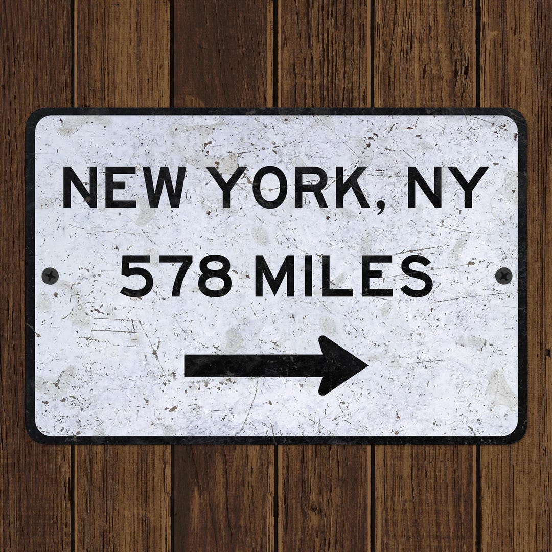 Custom New York City Distance Sign, Personalized Aluminum Metal Replica ...
