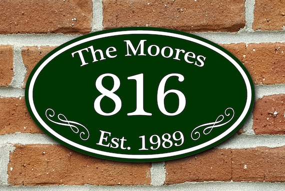 Custom Home Address Family Name Sign Aluminum Number Oval | Etsy