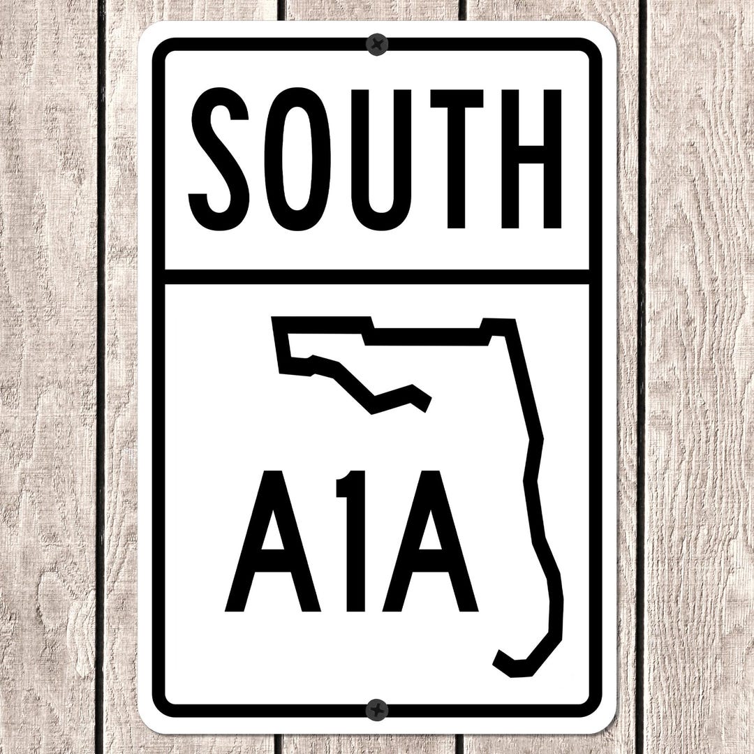 Florida A1A Highway Metal Sign, Beach House Ocean Wall Decor - Etsy