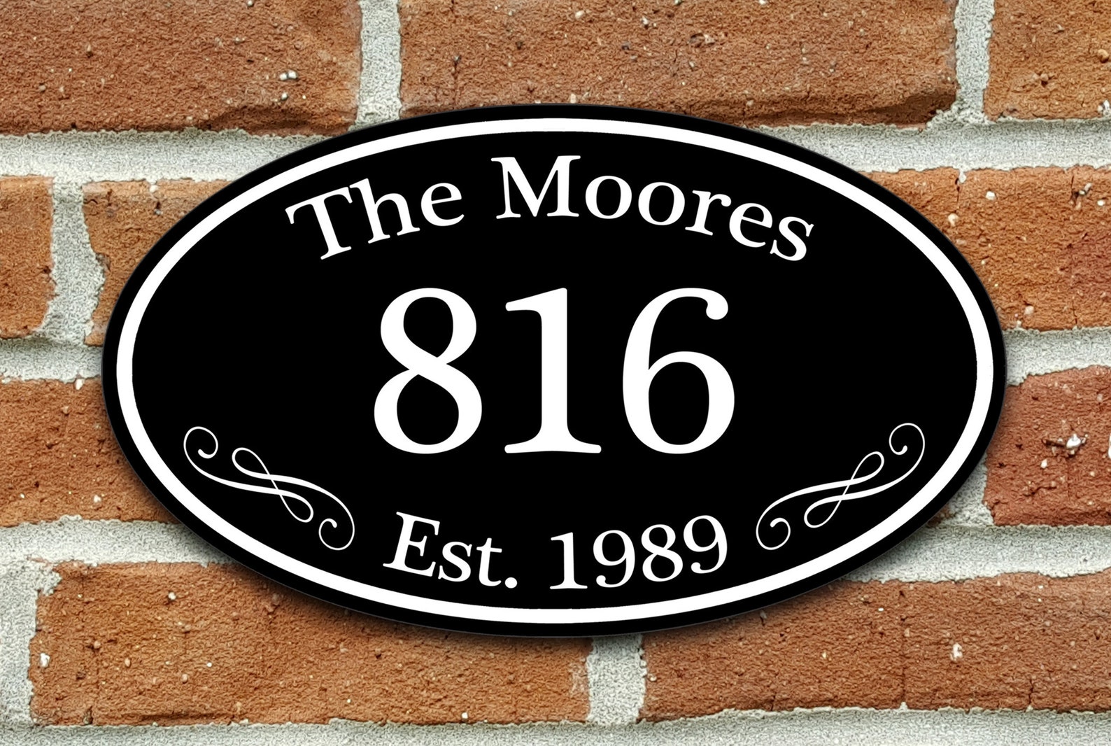 Custom Home Address Family Name Sign Aluminum Number Oval 12" X 7 ...