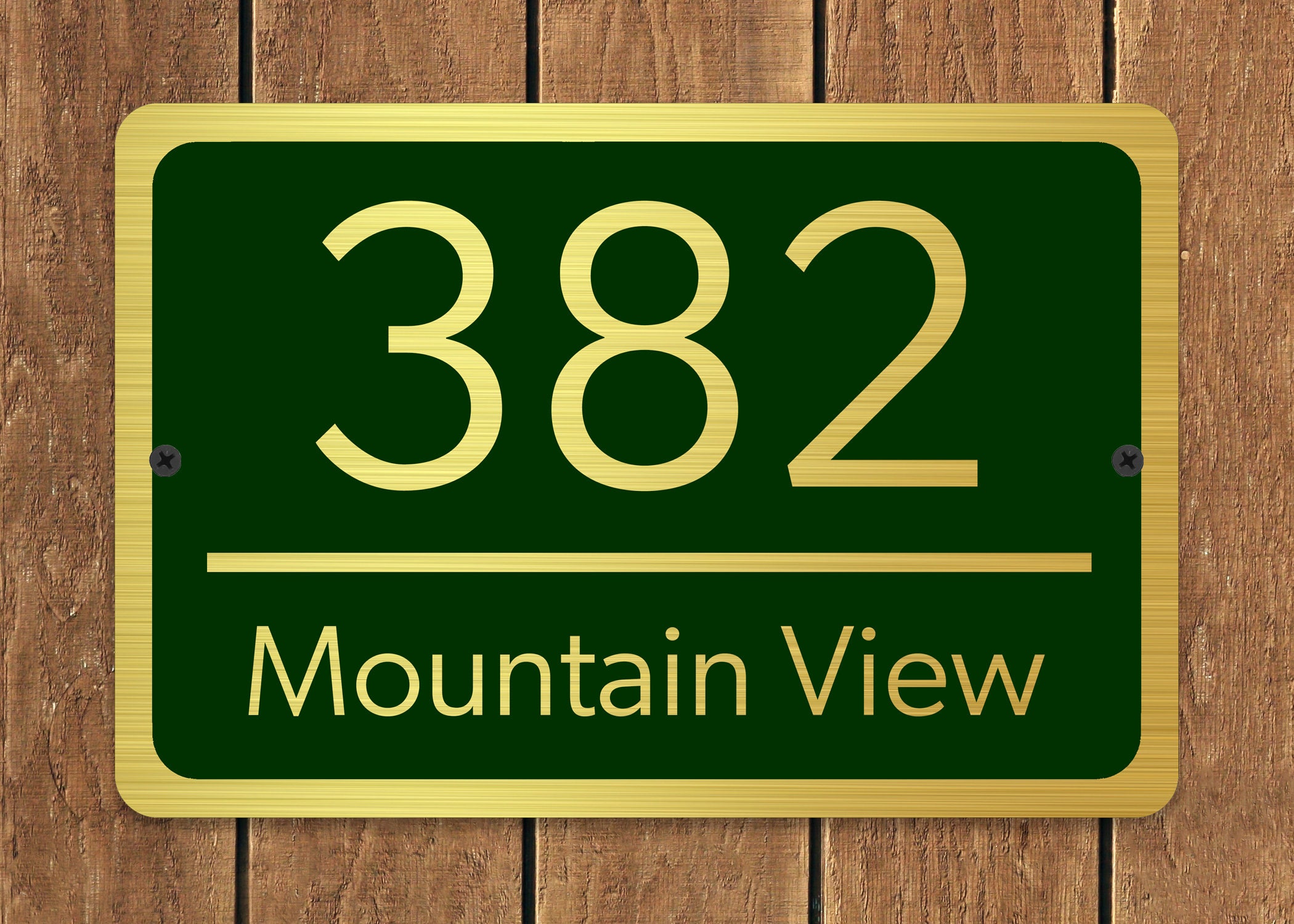 Custom Home Address Plaque With Brushed Gold Design Text - Aluminum ...