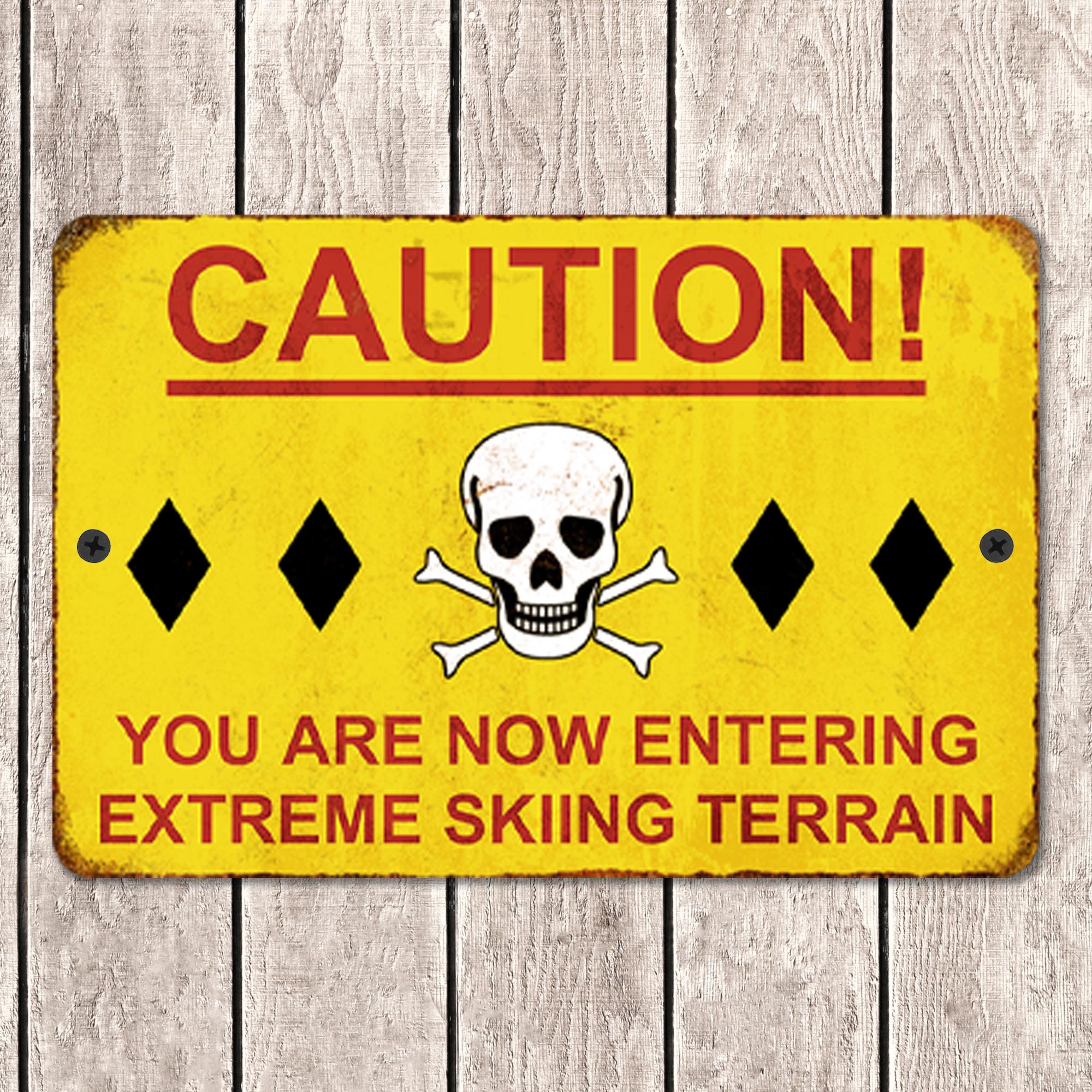 Extreme Skiing Terrain Caution Sign, Vintage Replica Durable Metal Sign ...