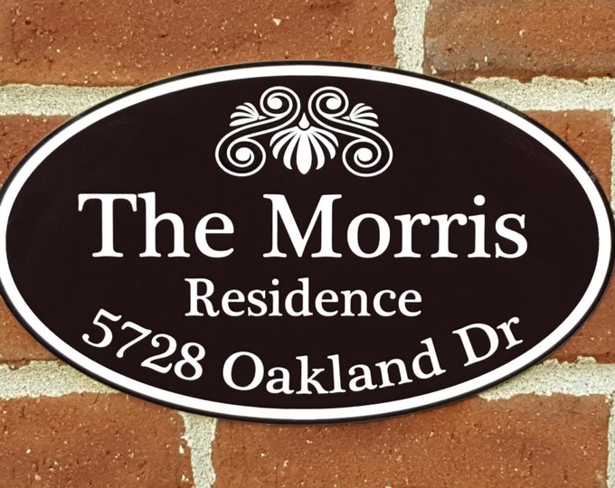 Personalized Home Address Number and Last Name Sign Aluminum Oval 12 X ...
