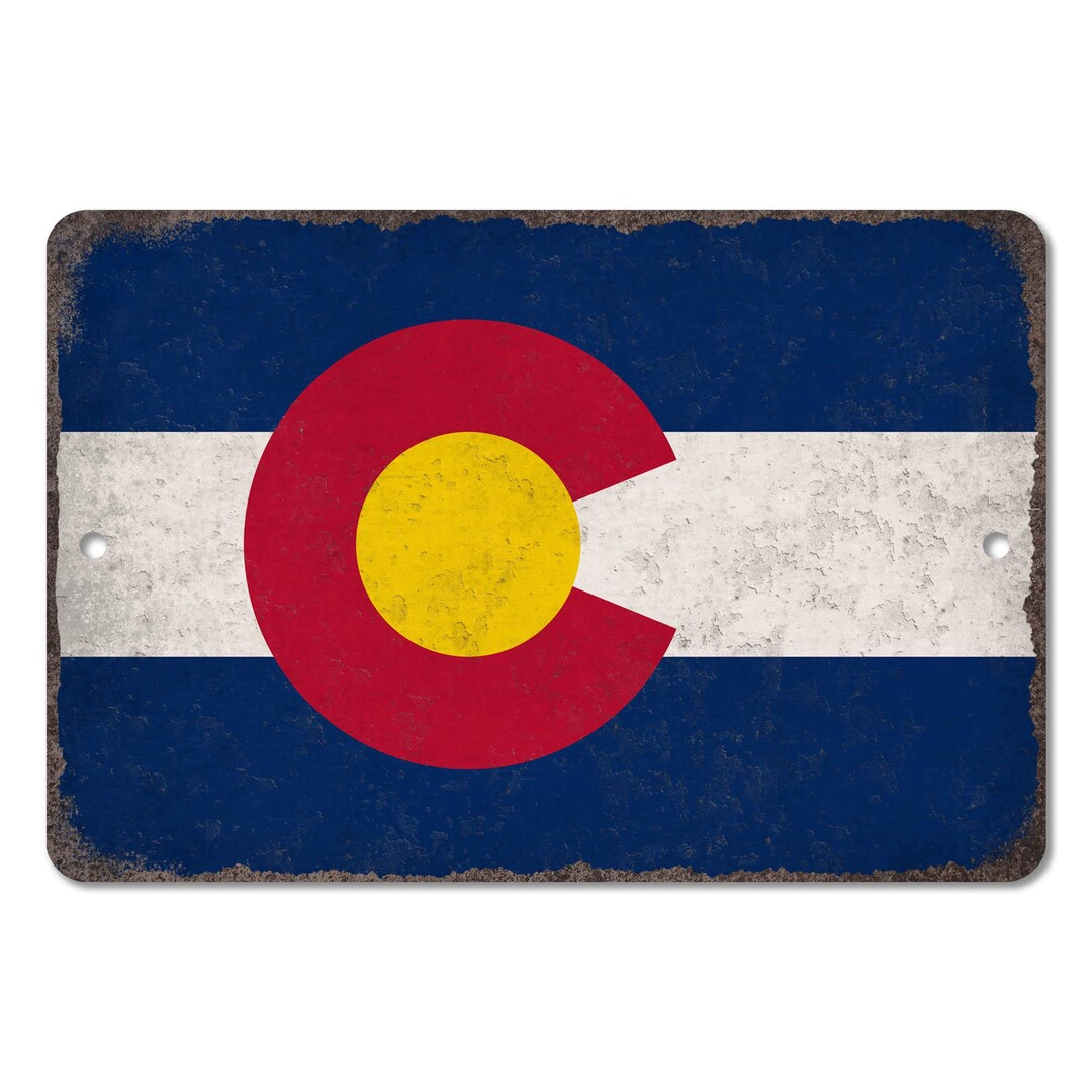 Colorado State Flag Distressed Metal Sign Wall Art, Colorado Vintage ...
