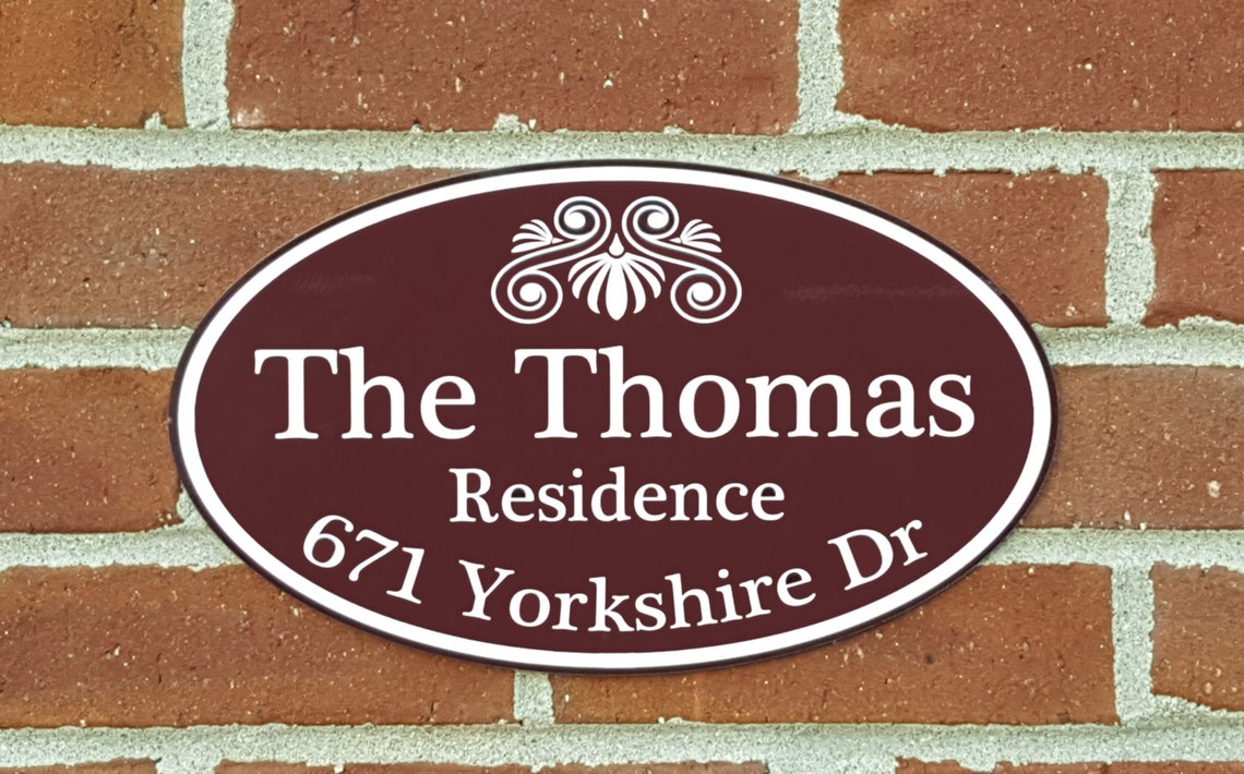 Personalized Home Address Number and Last Name Sign Aluminum Oval 12" X ...