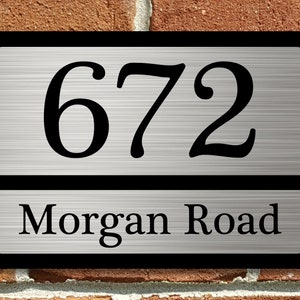 Customized Home Address Sign Aluminum Metal 12" X 8" Brushed Silver ...