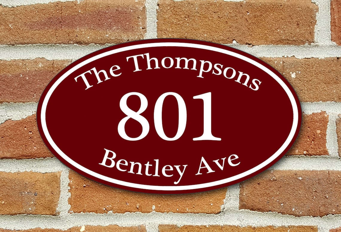 Customized Home Address Family Name Sign Aluminum Oval | Etsy