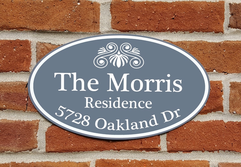 Personalized Home Address Number and Last Name Sign Aluminum Oval 12" X ...