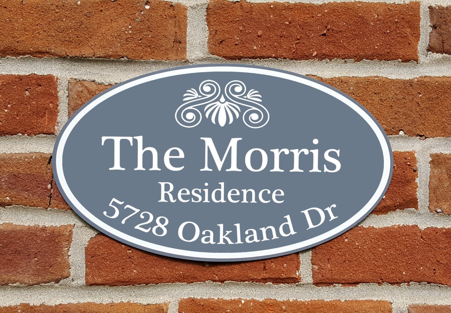 Personalized Home Address Number and Last Name Sign Aluminum Oval 12" X ...