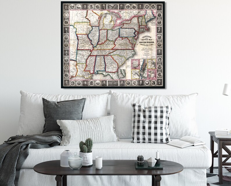 Historical Map of United States of America in 1848 | Etsy