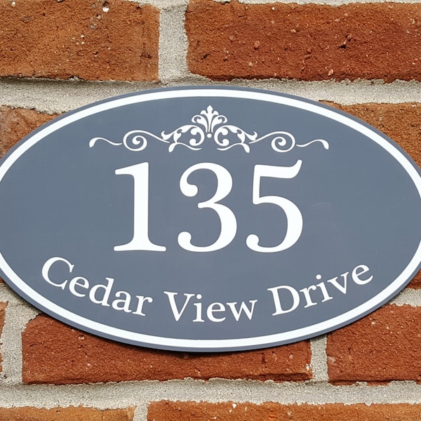 Door Number Plaque Oval - Etsy