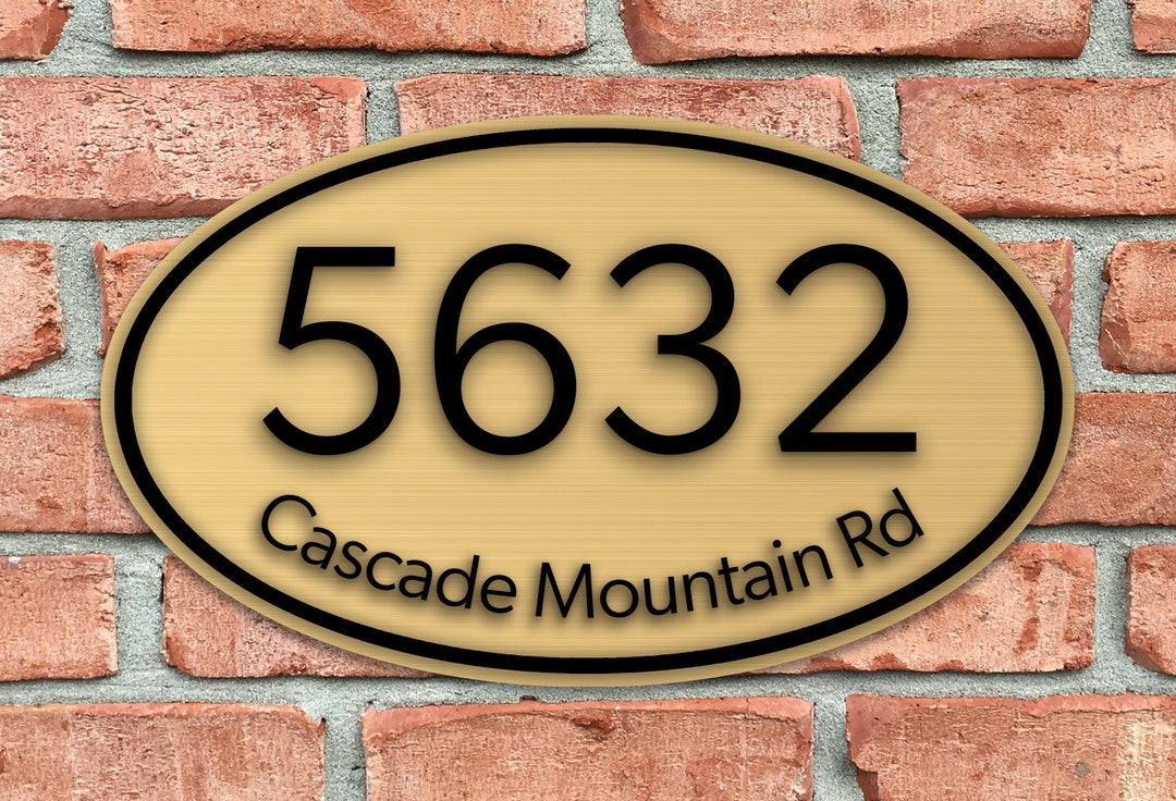 Custom Home Address Sign: Brushed Gold Aluminum Oval Plaque - Etsy