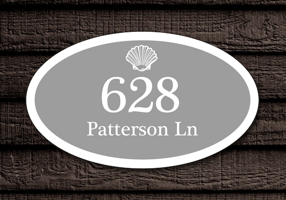 Custom Home Address Aluminum Oval Sign With Shell Design - Etsy