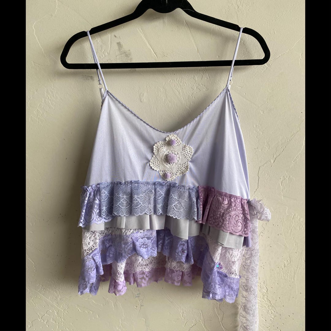 Tattered Purple Ruffle Crop Top - Etsy