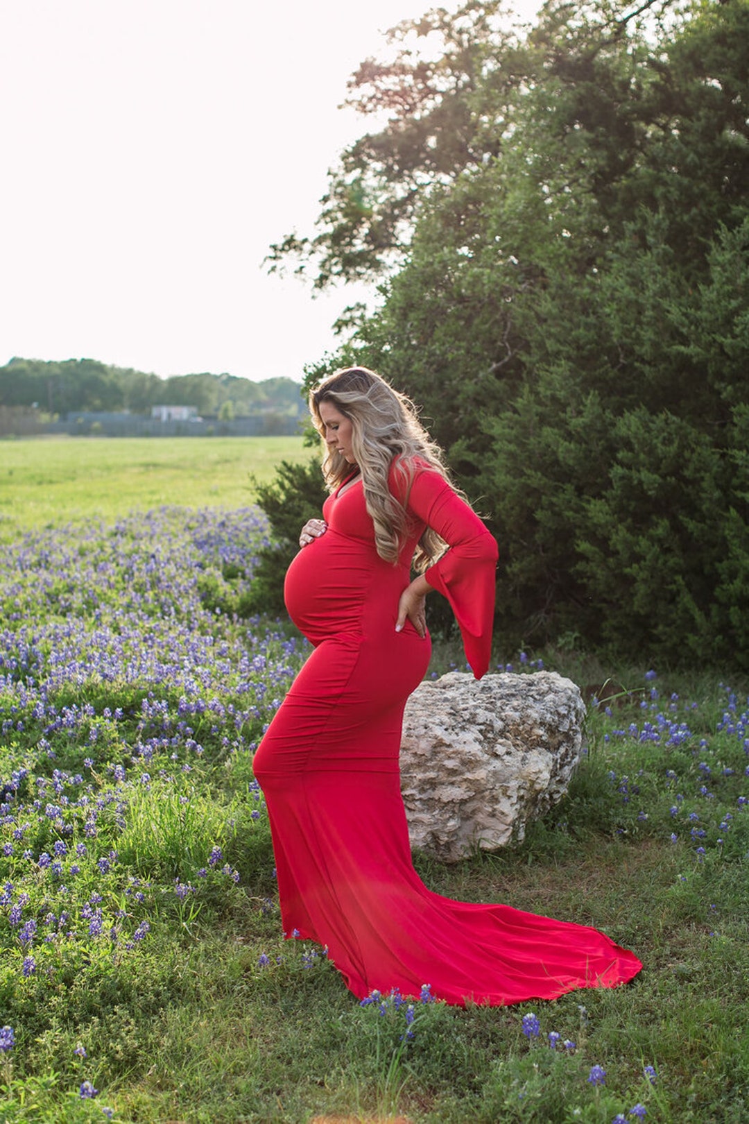 Melisandre, Maternity Red Jersey Gown - Etsy