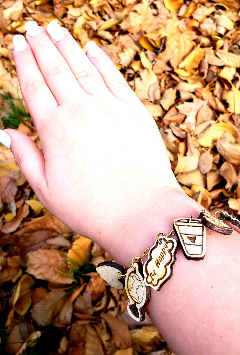 10 Charm Bracelet Chain wood Craft Supply Jewelry camera | Etsy