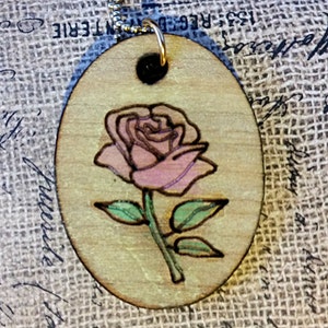 Painted Wooden Engraved Rose With Necklace Frame Craft Supply - Etsy