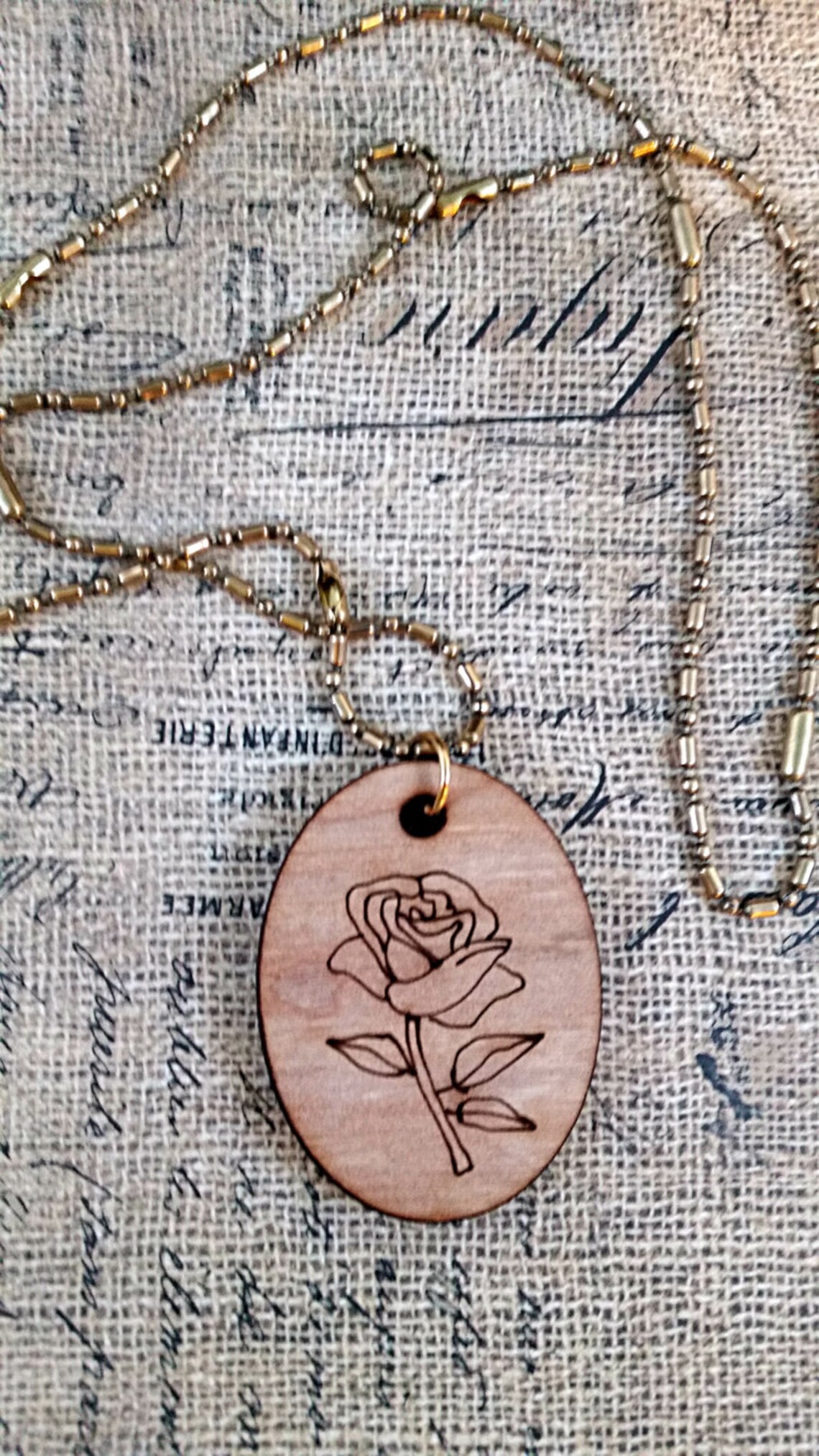 Wooden Engraved Rose With Necklace Frame Craft Supply Jewelry | Etsy