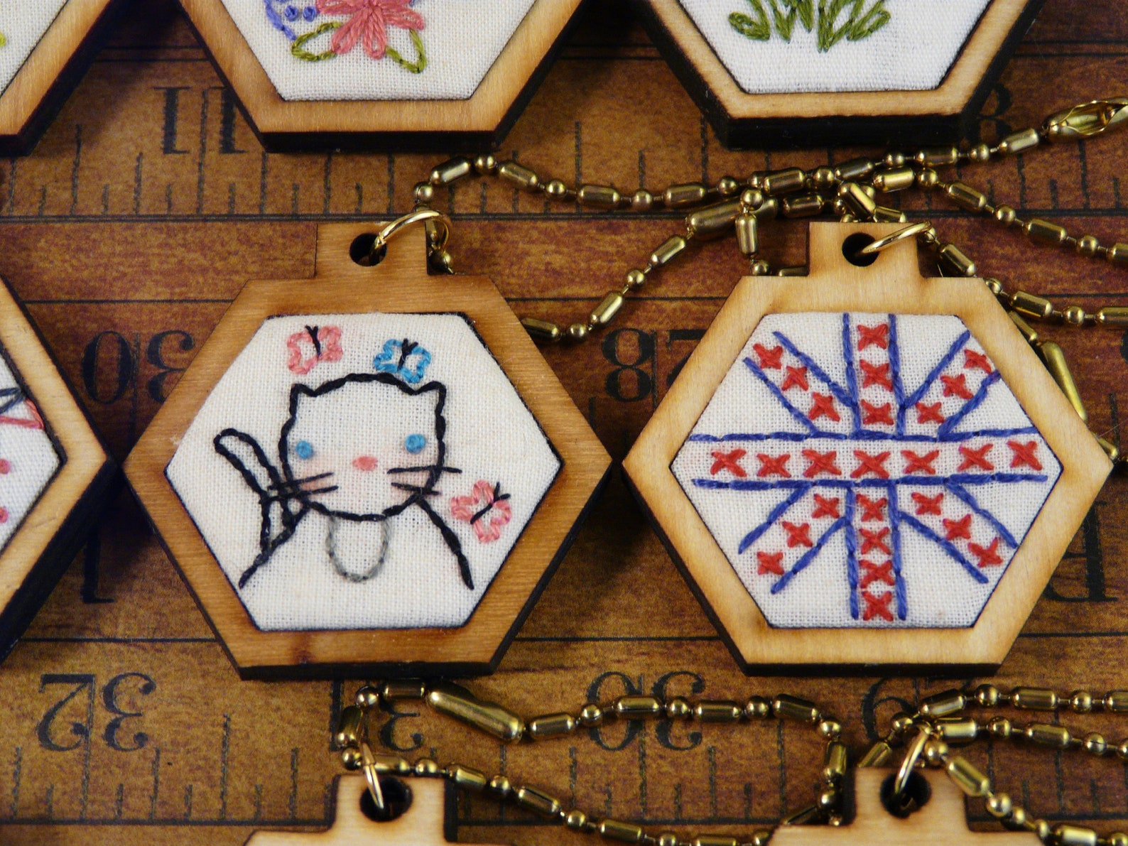 16 Mini Hexie Pendant Embroidery Pattern Printed Mailed - Etsy